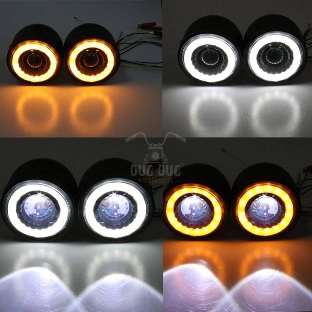 Dual Twins Motorcycle Dual LED Headlight Double Headlamp Universal ...
